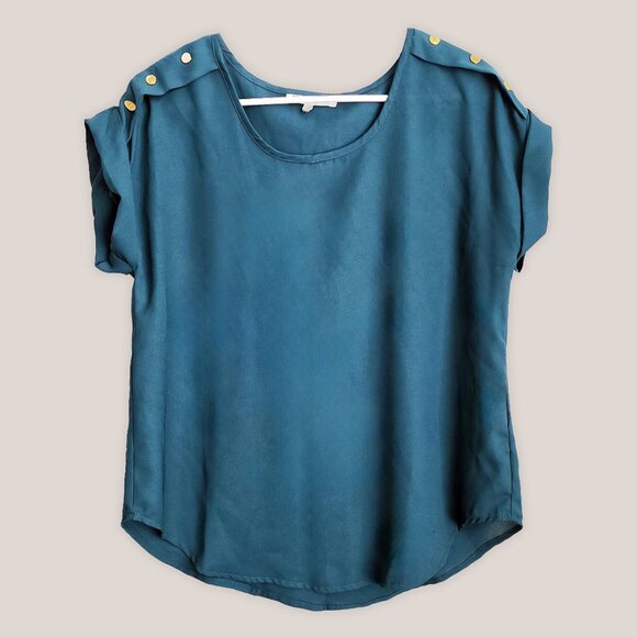 Speed Limit Mph | Tops | Speed Limit Mph Teal Blouse W Gold Studs ...
